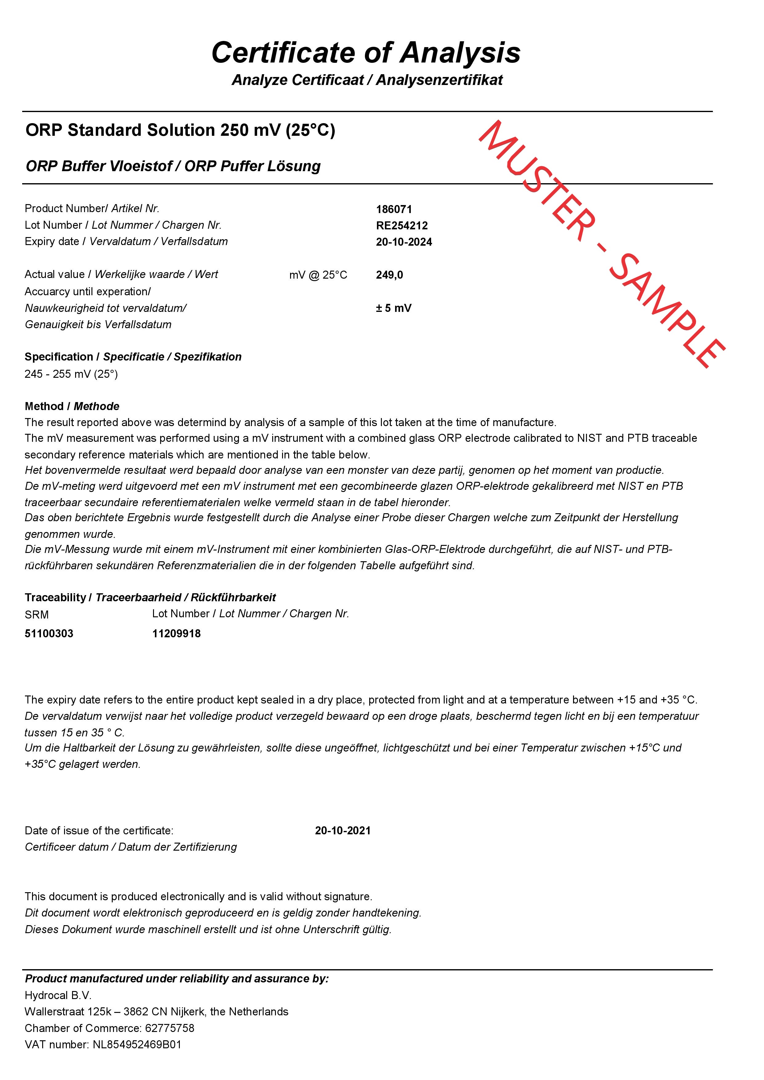 Buffer Solution Orp Heyl Neomeris 2243